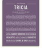 Tricia Personalized Name Meaning Art Prints – Name Stories