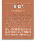 Tricia Personalized Name Meaning Art Prints – Name Stories