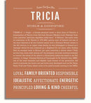 Tricia Personalized Name Meaning Art Prints – Name Stories
