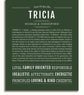 Tricia Personalized Name Meaning Art Prints – Name Stories