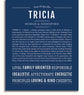 Tricia Personalized Name Meaning Art Prints – Name Stories