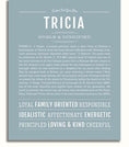 Tricia Personalized Name Meaning Art Prints – Name Stories