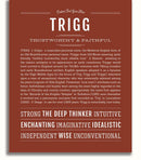Trigg Personalized Name Meaning Art Prints – Name Stories