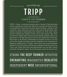 Tripp Personalized Name Meaning Art Prints – Name Stories