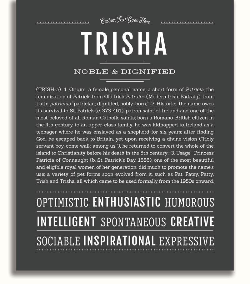 Trisha Personalized Name Meaning Art Prints – Name Stories