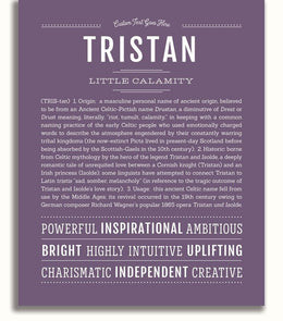 Tristan Personalized Name Meaning Art Prints – Name Stories