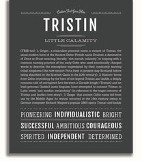 Tristin Personalized Name Meaning Art Prints – Name Stories