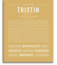 Tristin Personalized Name Meaning Art Prints – Name Stories