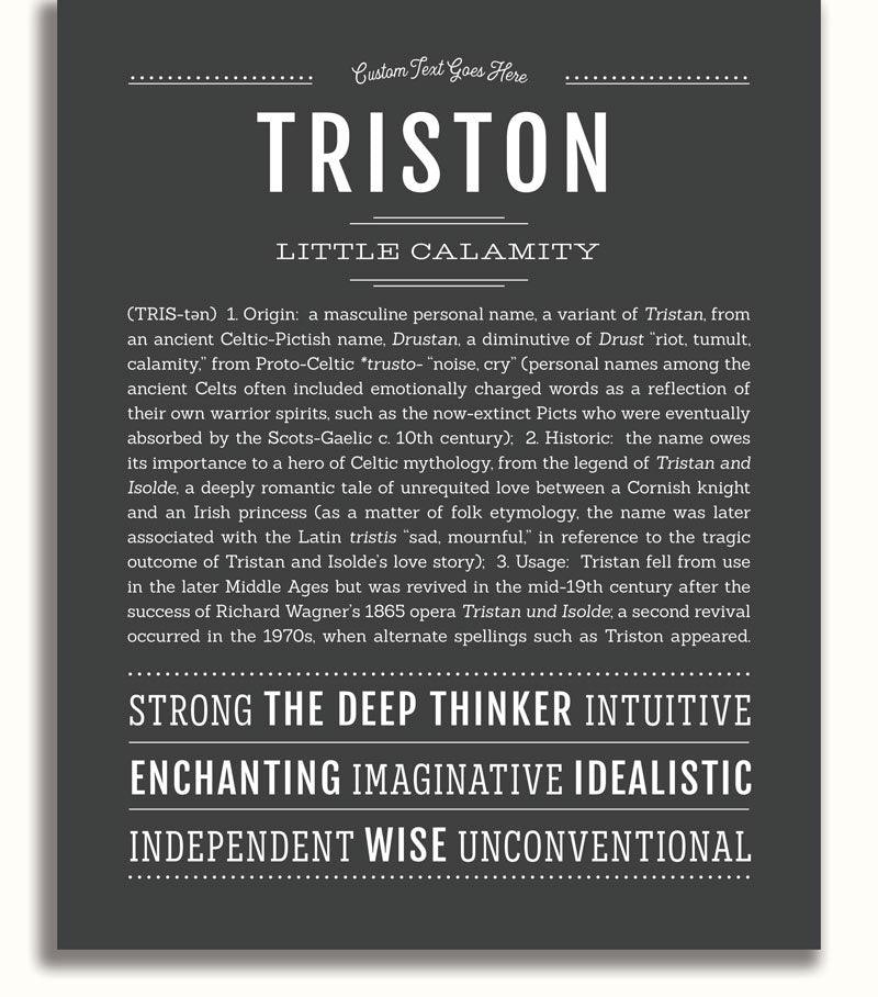 Triston Personalized Name Meaning Art Prints – Name Stories