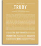 Trudy Personalized Name Meaning Art Prints – Name Stories