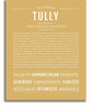 Tully Personalized Name Meaning Art Prints – Name Stories