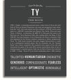 Ty Personalized Name Meaning Art Prints – Name Stories