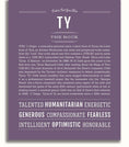 Ty Personalized Name Meaning Art Prints – Name Stories