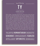 Ty Personalized Name Meaning Art Prints – Name Stories