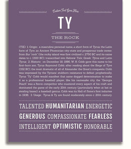 Ty Personalized Name Meaning Art Prints – Name Stories