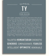 Ty Personalized Name Meaning Art Prints – Name Stories