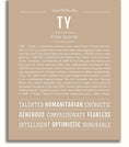Ty Personalized Name Meaning Art Prints – Name Stories