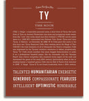 Ty Personalized Name Meaning Art Prints – Name Stories