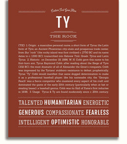 Ty Personalized Name Meaning Art Prints – Name Stories