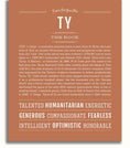 Ty Personalized Name Meaning Art Prints – Name Stories