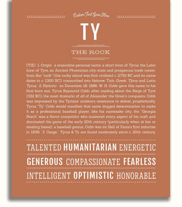 Ty Personalized Name Meaning Art Prints – Name Stories