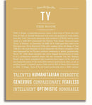 Ty Personalized Name Meaning Art Prints – Name Stories