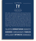Ty Personalized Name Meaning Art Prints – Name Stories