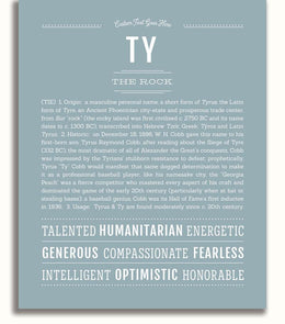 Ty Personalized Name Meaning Art Prints – Name Stories