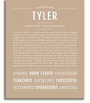 Tyler Personalized Name Meaning Art Prints – Name Stories