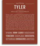 Tyler Personalized Name Meaning Art Prints – Name Stories