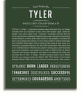 Tyler Personalized Name Meaning Art Prints – Name Stories