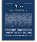 Tyler Personalized Name Meaning Art Prints – Name Stories