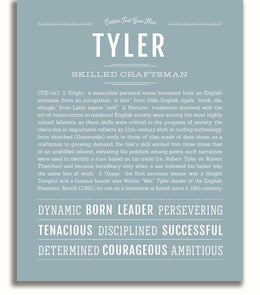 Tyler Personalized Name Meaning Art Prints – Name Stories