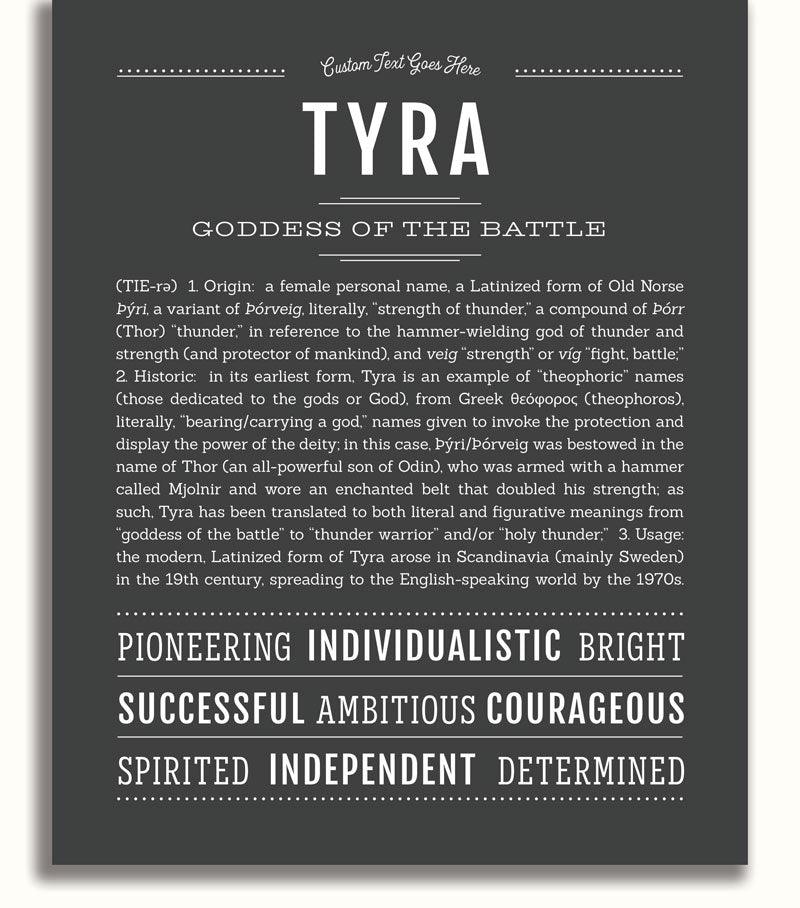 Tyra Personalized Name Meaning Art Prints – Name Stories