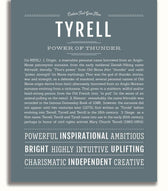Tyrell Personalized Name Meaning Art Prints – Name Stories