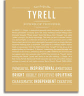 Tyrell Personalized Name Meaning Art Prints – Name Stories