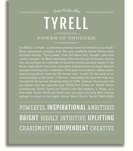 Tyrell Personalized Name Meaning Art Prints – Name Stories