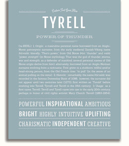 Tyrell Personalized Name Meaning Art Prints – Name Stories