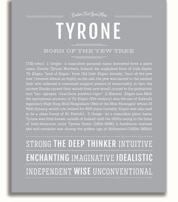 Tyrone Personalized Name Meaning Art Prints – Name Stories