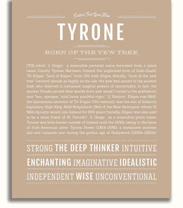Tyrone Personalized Name Meaning Art Prints – Name Stories