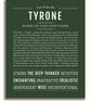 Tyrone Personalized Name Meaning Art Prints – Name Stories