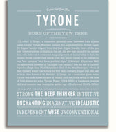 Tyrone Personalized Name Meaning Art Prints – Name Stories
