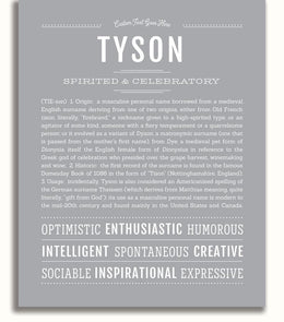 Tyson Personalized Name Meaning Art Prints – Name Stories