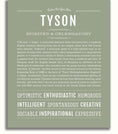 Tyson Personalized Name Meaning Art Prints – Name Stories
