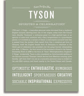 Tyson Personalized Name Meaning Art Prints – Name Stories