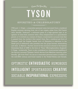 Tyson Personalized Name Meaning Art Prints – Name Stories