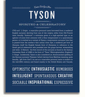 Tyson Personalized Name Meaning Art Prints – Name Stories