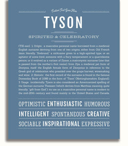 Tyson Personalized Name Meaning Art Prints – Name Stories