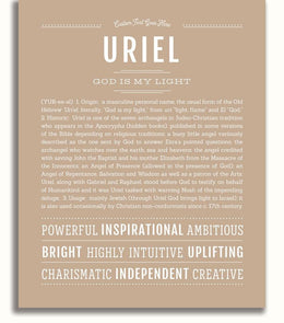 Uriel Personalized Name Meaning Art Prints – Name Stories