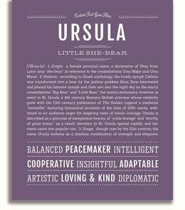 Ursula Personalized Name Meaning Art Prints – Name Stories